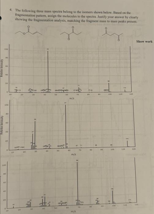 Solved 4. The following three mass spectra belong to the | Chegg.com