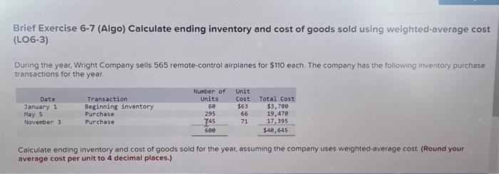 Solved Calculate ending inventory and cost of goods sold for | Chegg.com