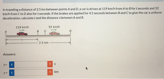 Solved In traveling a distance of 2.5 km between points A | Chegg.com