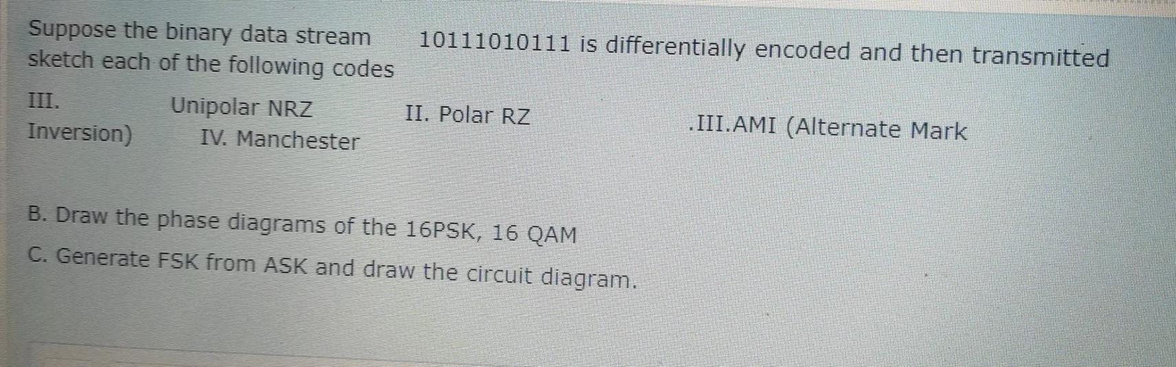 Solved Suppose the binary data stream 10111010111 is | Chegg.com