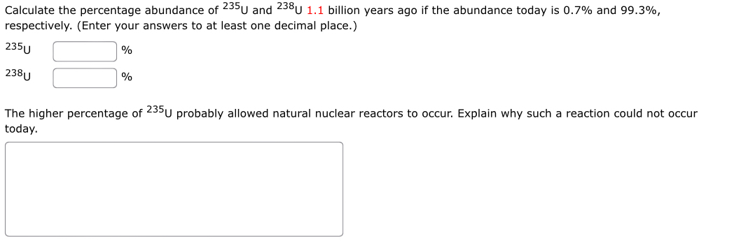 Solved Calculate the percentage abundance of ?235U ﻿and | Chegg.com