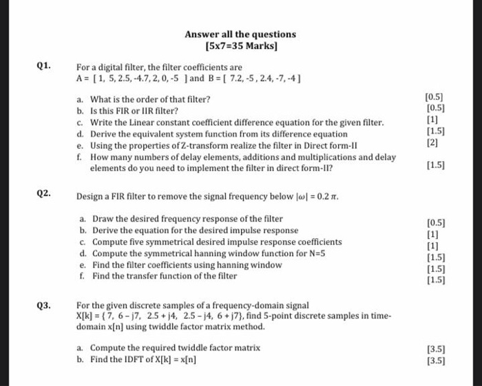 Answer all the questions [5x7=35 Marks Q1. For a | Chegg.com