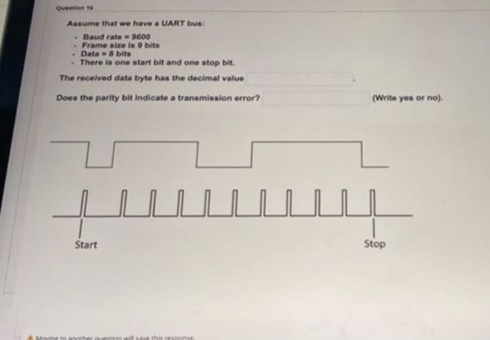 Solved Quewies 16Assume that we have a UART bus:Baud rate | Chegg.com