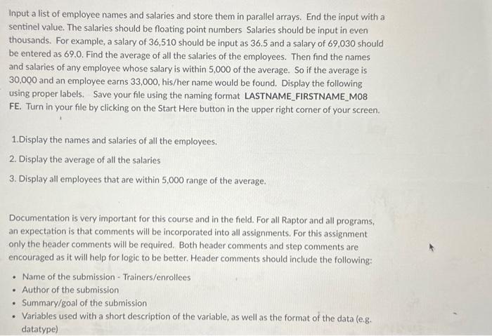 Solved Input a list of employee names and salaries and store | Chegg.com