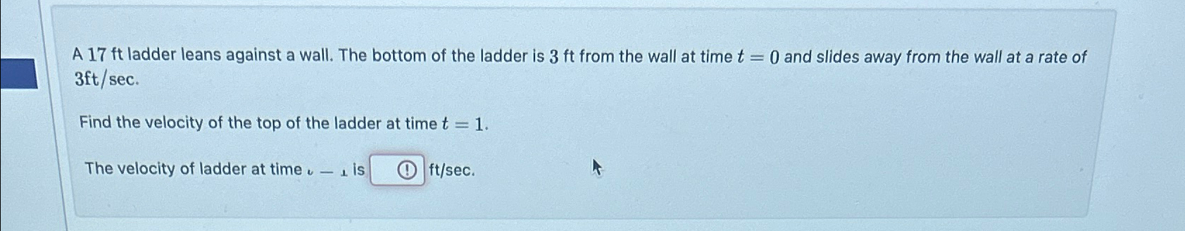 Solved A 17ft ﻿ladder leans against a wall. The bottom of | Chegg.com
