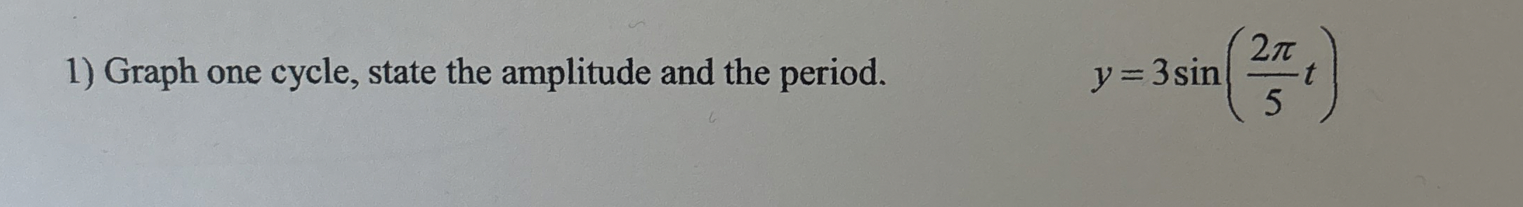 Solved Graph one cycle, state the amplitude and the | Chegg.com
