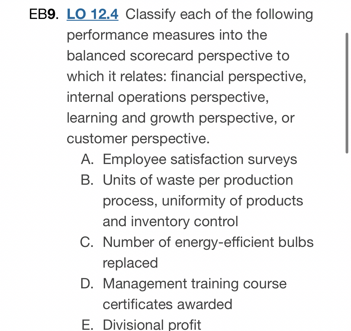 Solved EB9. ﻿LO 12.4 ﻿Classify each of the following | Chegg.com