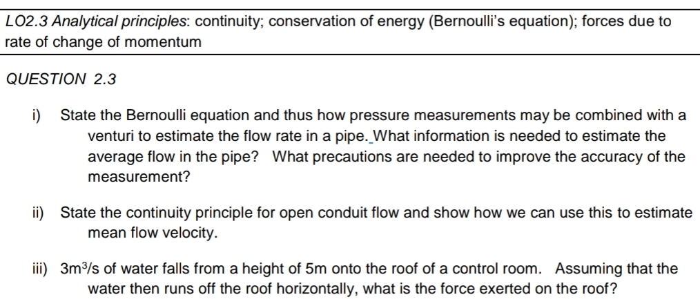 Solved LO2.3 ﻿Analytical principles: continuity; | Chegg.com