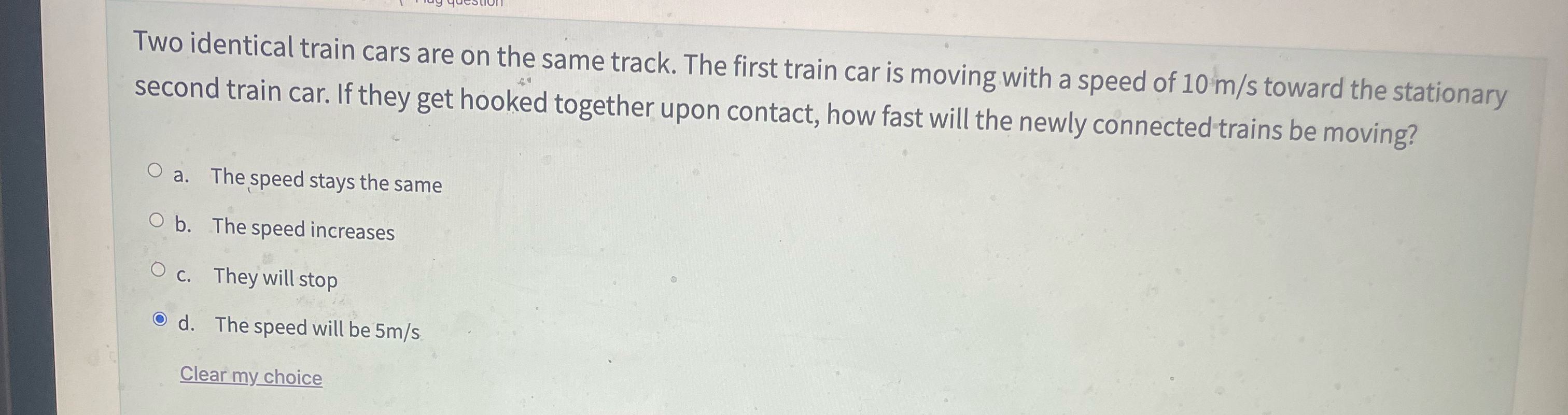 Solved Two identical train cars are on the same track. The | Chegg.com