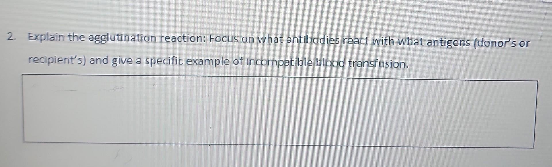 Solved Explain the agglutination reaction: Focus on what | Chegg.com
