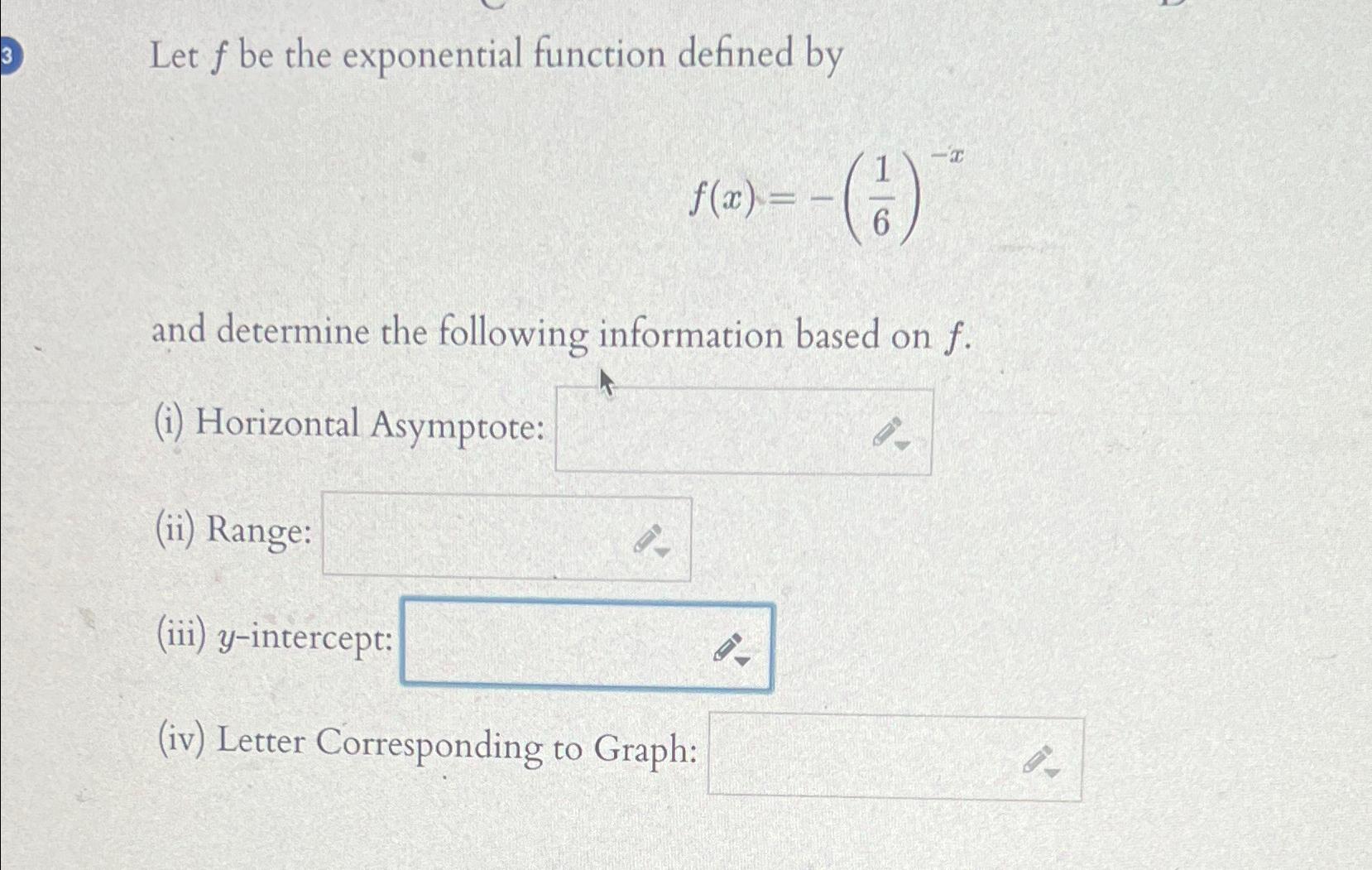 Solved Let f ﻿be the exponential function defined | Chegg.com