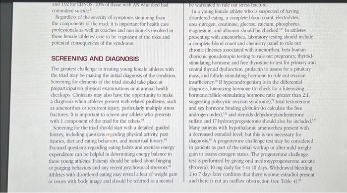 Solved Assignment 15: Female Athlete Triad Discussion Read | Chegg.com