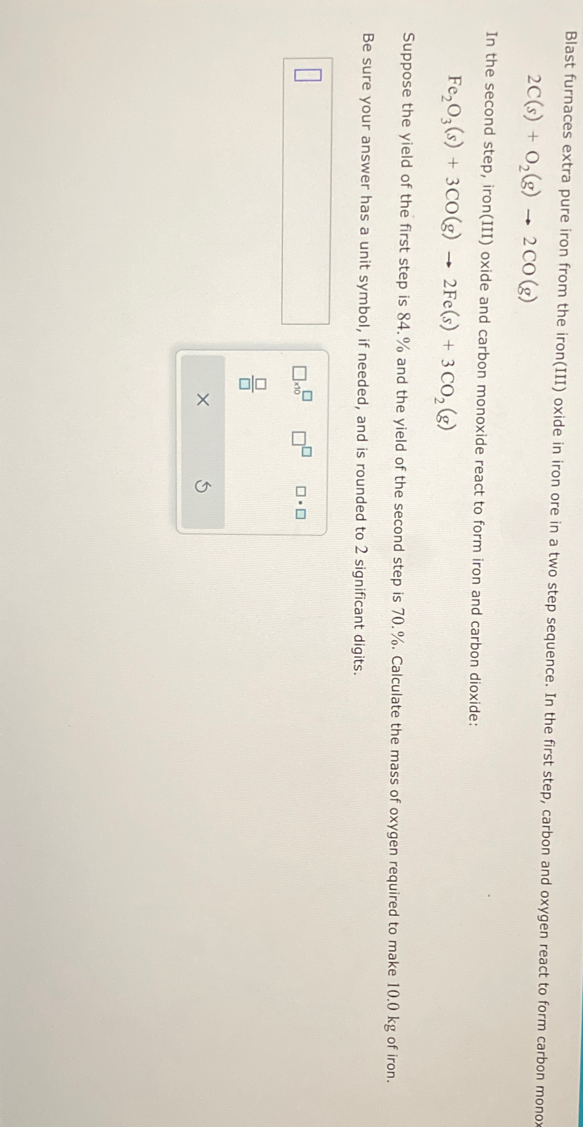 Solved Blast furnaces extra pure iron from the iron(III) | Chegg.com