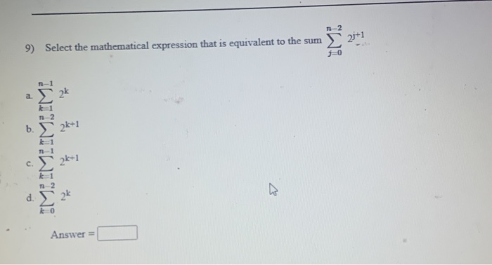 Solved EM. 21 9) Select the mathematical expression that is | Chegg.com