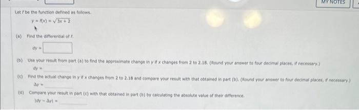 Solved Let f be the function defined as follows. y=f(x)=3x+2 | Chegg.com