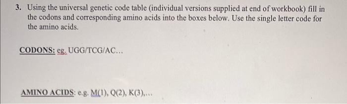 3. Using the universal genetic code table individual | Chegg.com