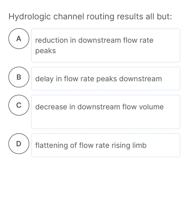 Solved Hydrologic channel routing results all but: A | Chegg.com