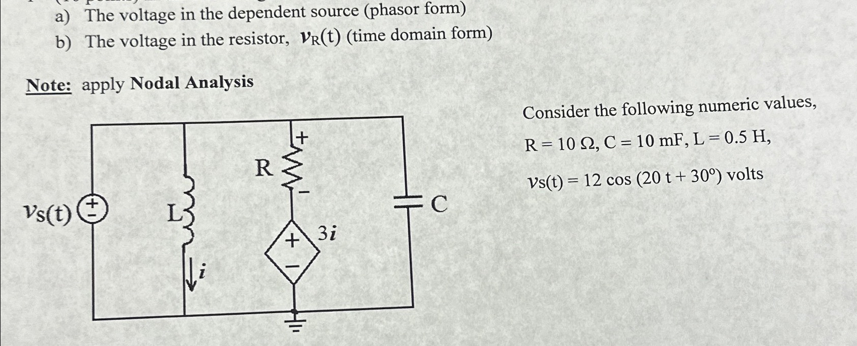 a) ﻿The voltage in the dependent source (phasor | Chegg.com