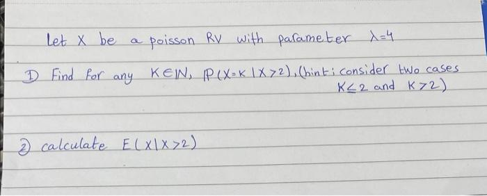 Solved Let X Be A Poisson Rv With Parameter λ4 1 Find For 