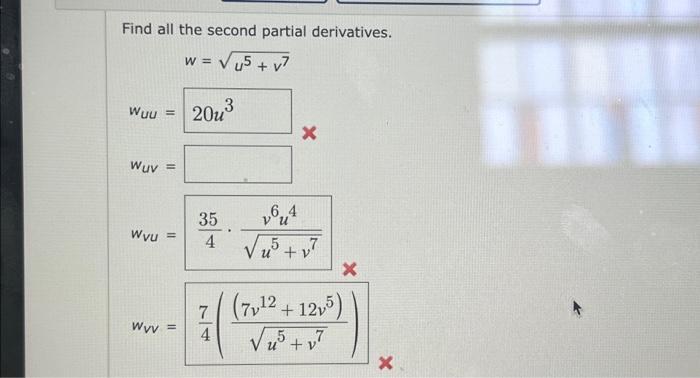 Solved Find All The Second Partial Derivatives W U5 V7