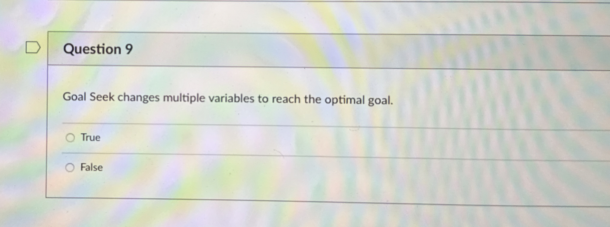 Solved Question 9Goal Seek changes multiple variables to | Chegg.com