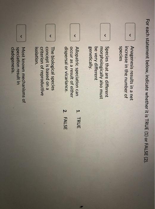 Solved For each statement below, indicate whether it is TRUE | Chegg.com