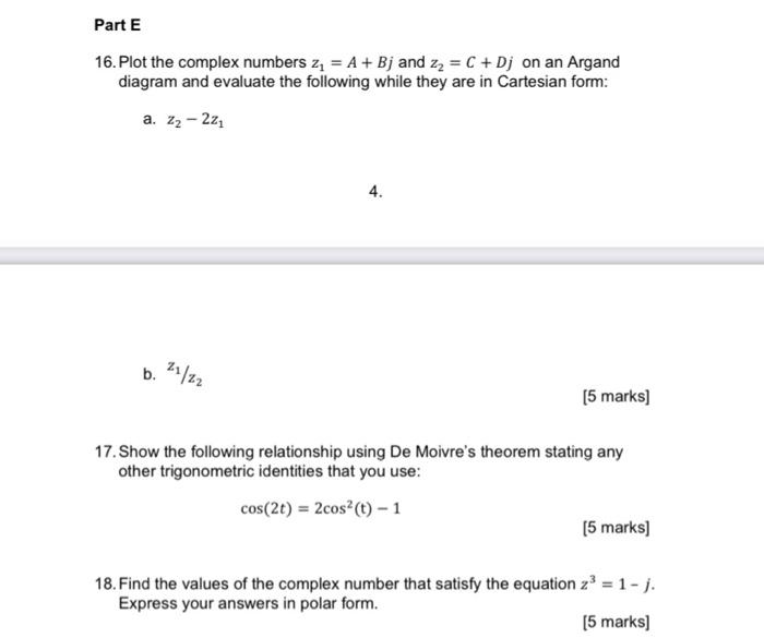 Solved Part E 16. Plot the complex numbers 21 = A + Bj and | Chegg.com