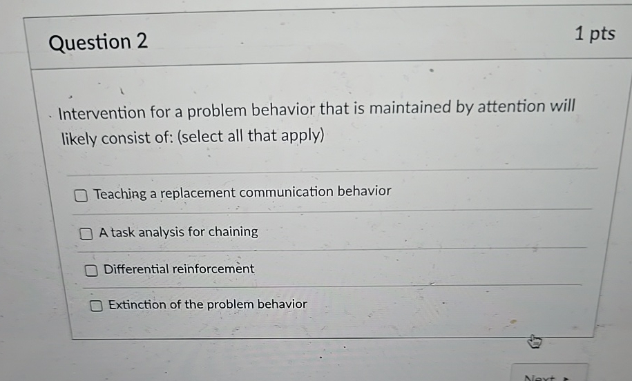 Solved Question 21 ﻿ptsIntervention for a problem behavior | Chegg.com