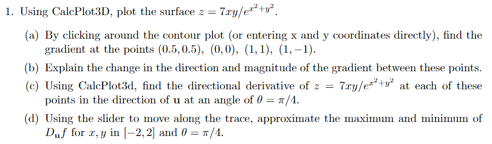 Solved Please Help! Along with using CalcPlot 3D, ﻿please | Chegg.com