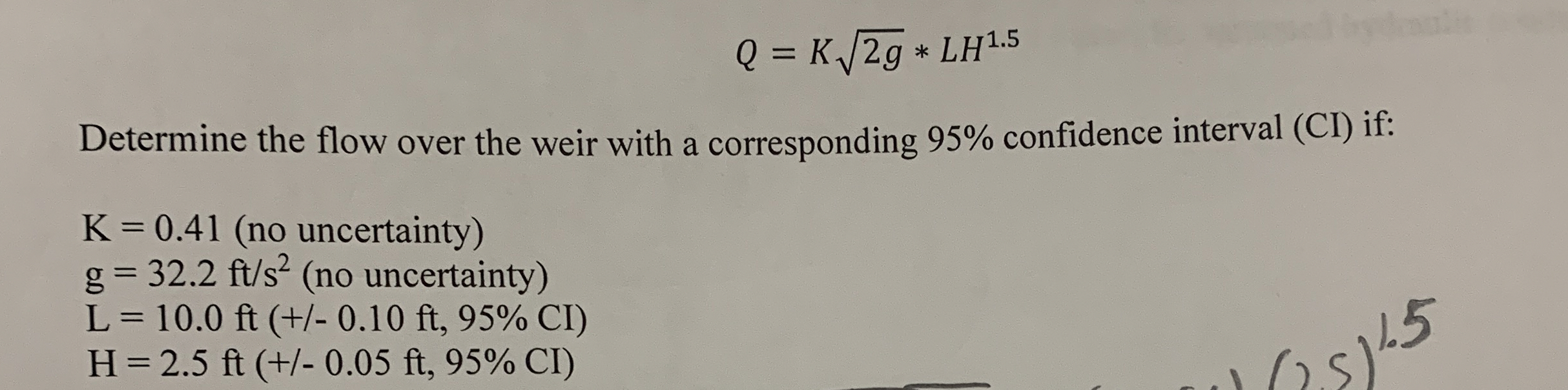 Solved Flow over a rectangular sharp-edged weir is given by | Chegg.com