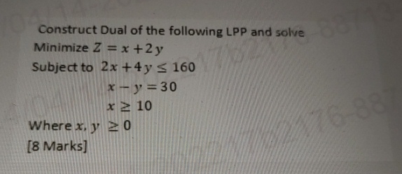 Solved Construct Dual Of The Following Lpp And Solveminimize