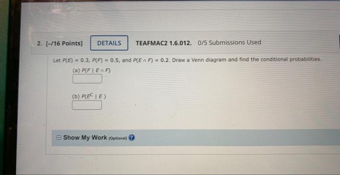 Solved Let P(E)=0.3,P(F)=0.5, and P(E∩F)=0.2. Draw a Venn | Chegg.com