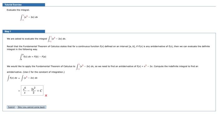 Solved Evaluate the integral. ∫−11(x3−2x)dx We are asked to | Chegg.com