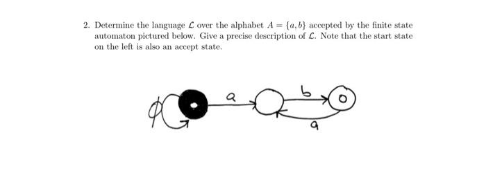 Solved 2. Determine the language L over the alphabet A={a,b} | Chegg.com