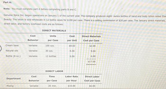 Solved Note: You must complete part A before completing | Chegg.com