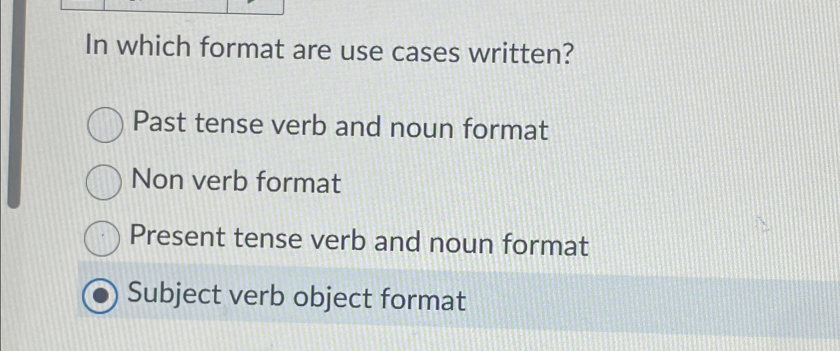 Solved In which format are use cases written?Past tense verb | Chegg.com