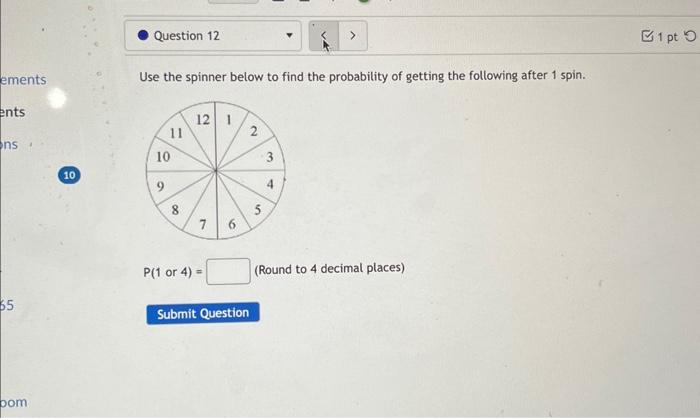 Solved Use the spinner below to find the probability of | Chegg.com