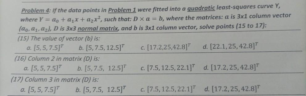 Solved Problem 4: If the data points in Problem 1 were | Chegg.com