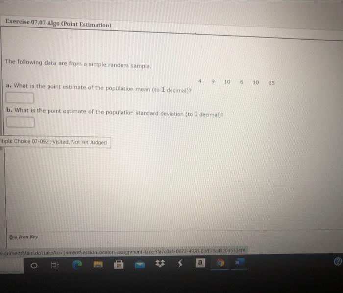 Solved Exercise 07.07 Algo (Point Estimation) The following | Chegg.com