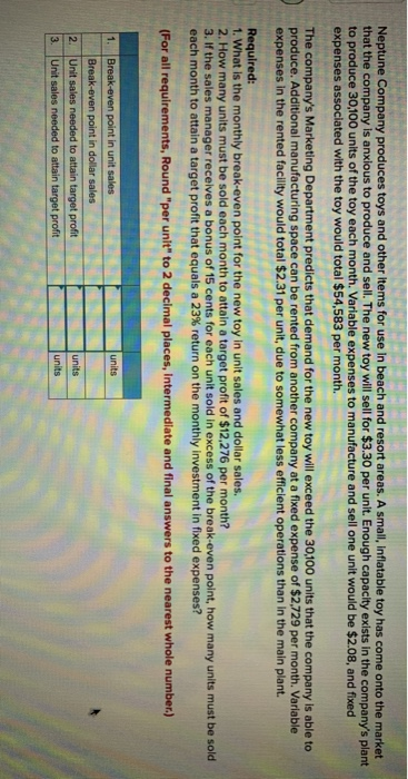 Solved Neptune Company produces toys and other items for use | Chegg.com