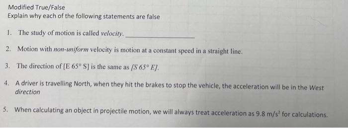 Solved Modified True/False Explain why each of the following | Chegg.com