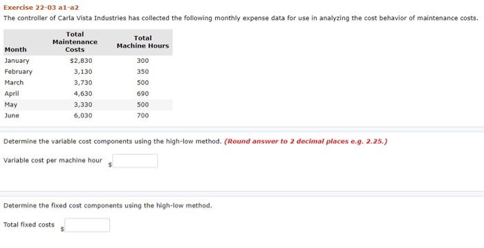 Solved Exercise 22-03 al-a2 The controller of Carla Vista | Chegg.com