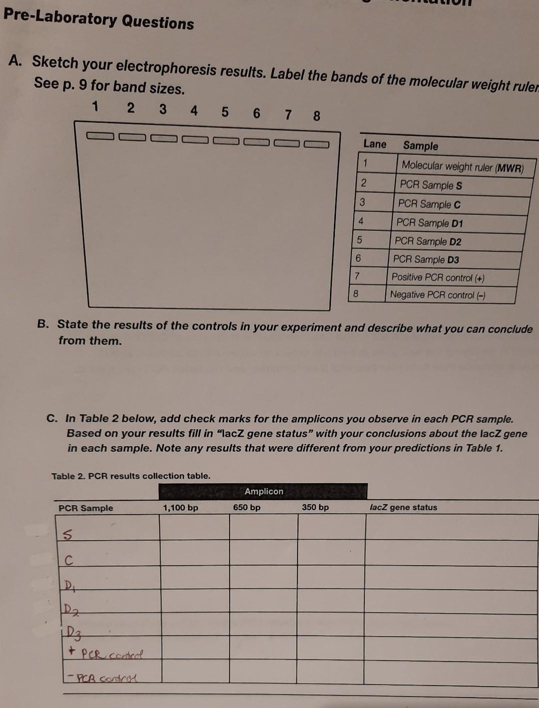 Pre-Laboratory Questions A. Sketch your | Chegg.com