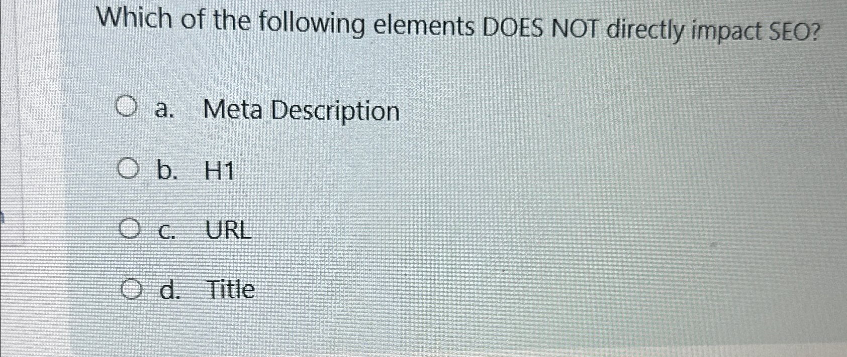 Solved Which of the following elements DOES NOT directly | Chegg.com