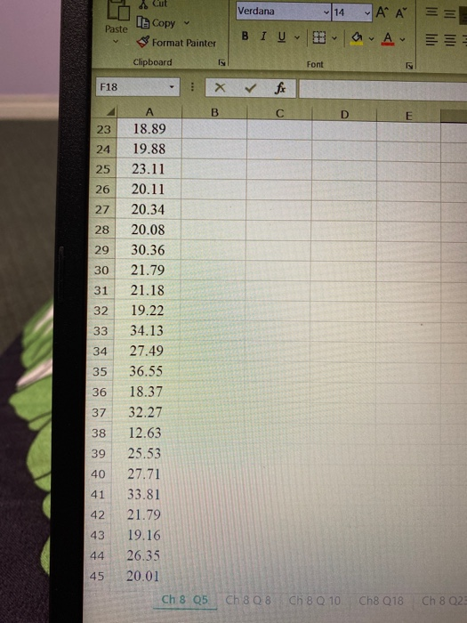 Solved Clipboard Font Alignment Number F18 х fr A B D F G H | Chegg.com