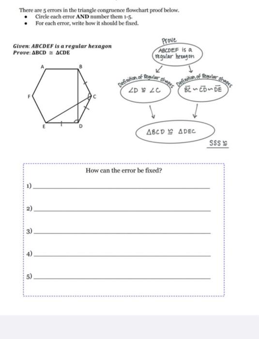 Solved There are 5 errors in the triangle congruence | Chegg.com