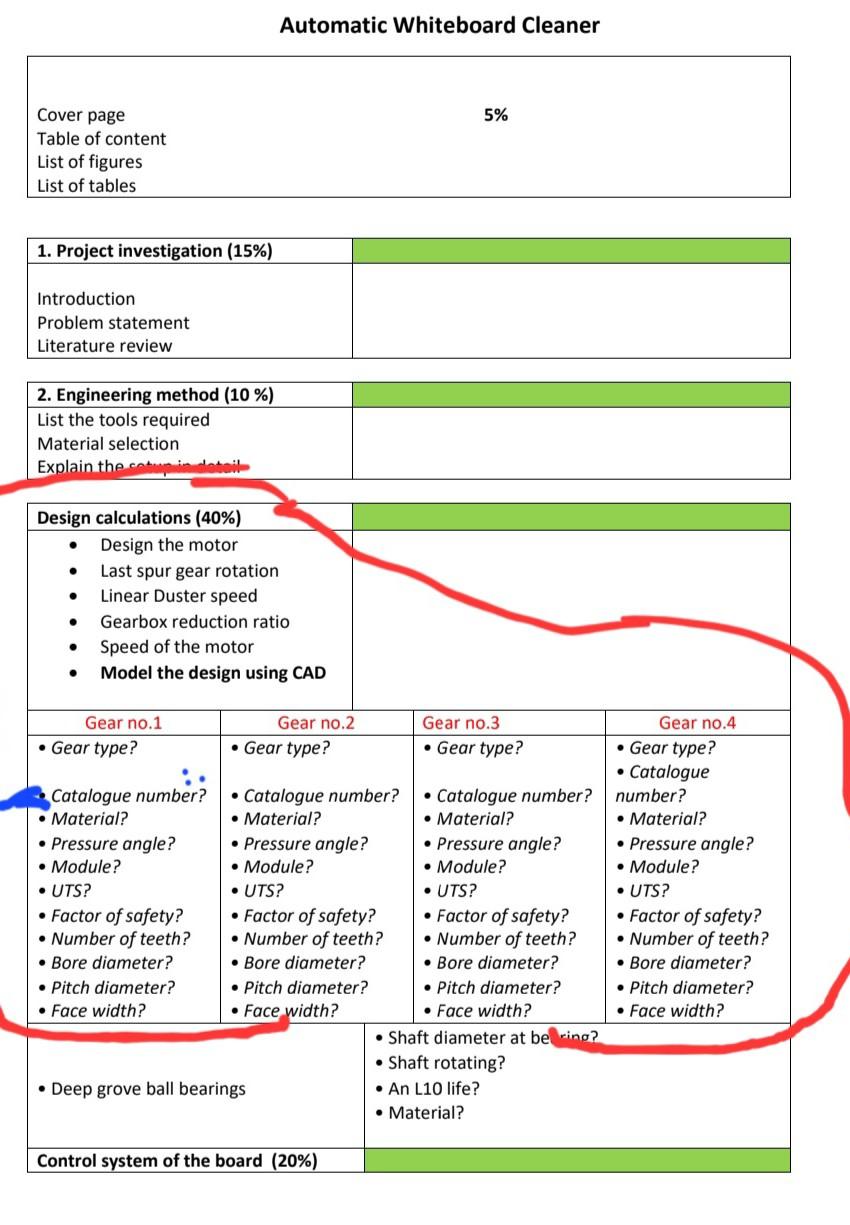 Solved provide you own data in order to design a motor, | Chegg.com