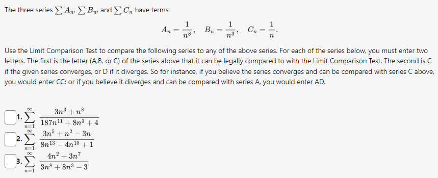 Solved The three series \Sigma A \Sigma B and \Sigma C haev | Chegg.com