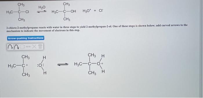Solved CH3 CH3 H20 H3C-C-CI H3C-C-OH H30* + cr CH3 CH3 | Chegg.com