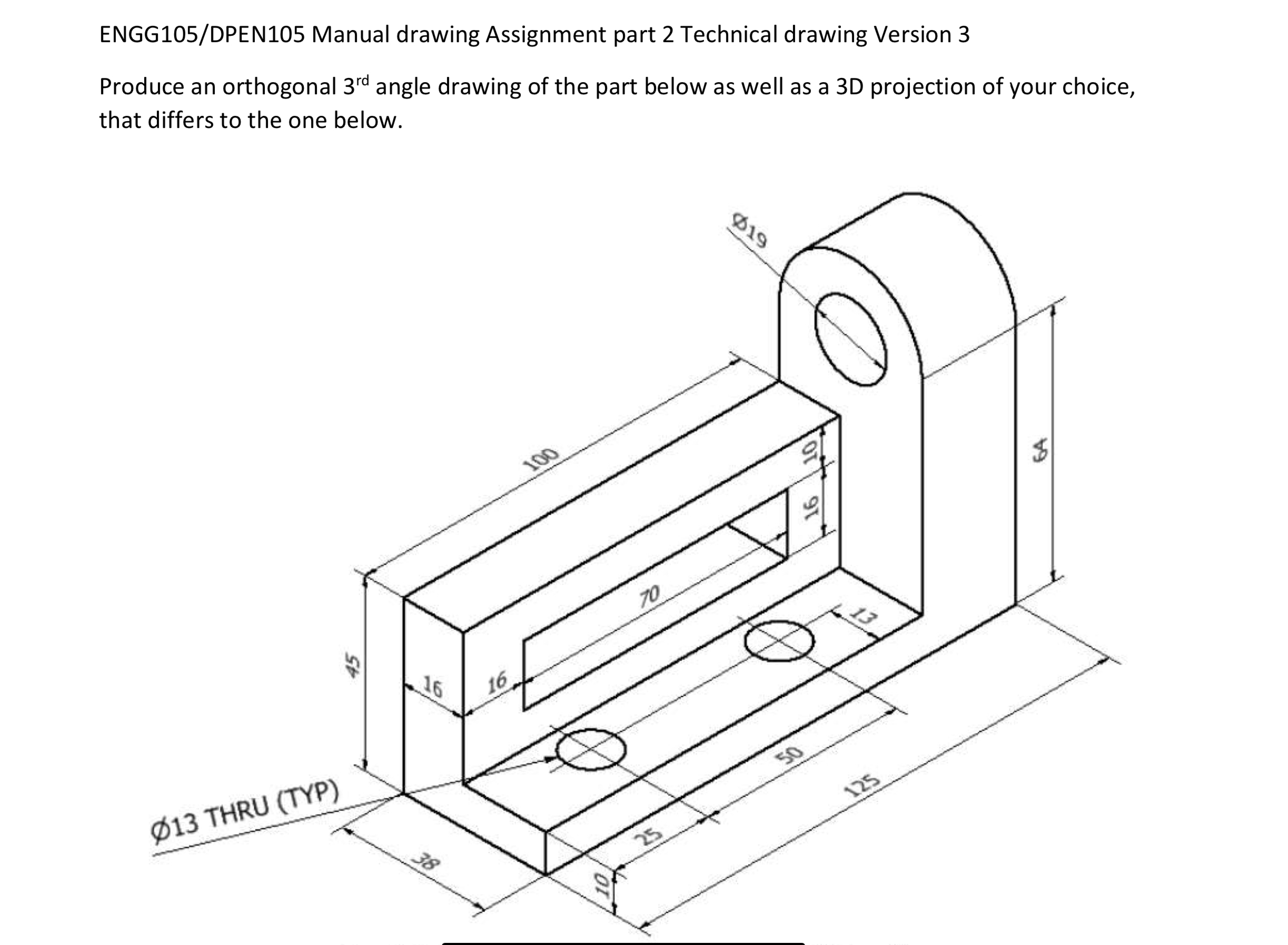 Solved Manual drawing Assignment part 2 ﻿Technical drawing | Chegg.com